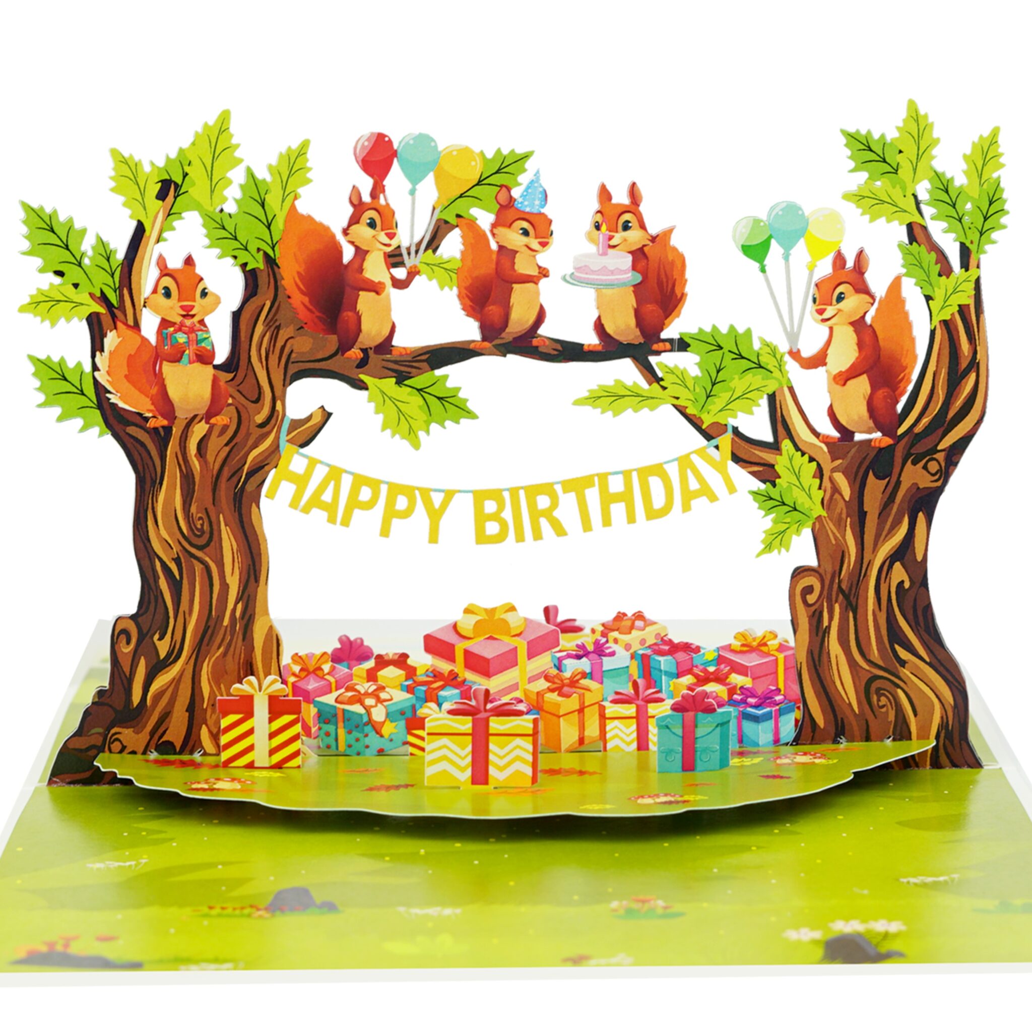 Squirrels Happy Birthday Pop-Up Card – Kiriori Popup Cards